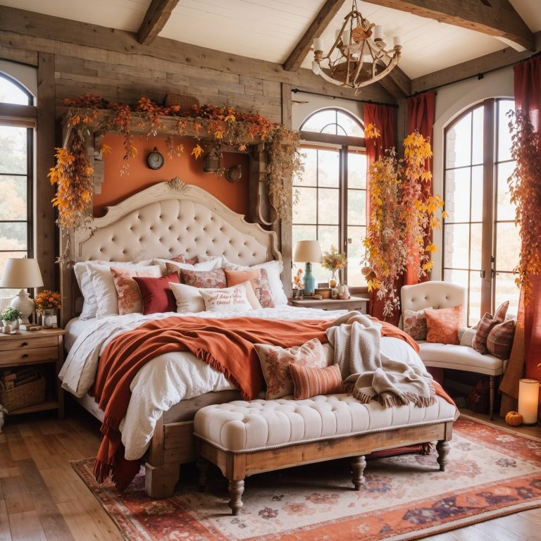 7 Bold yet Dreamy Fall Farmhouse Bedroom Decorating Ideas - Home Wall ...