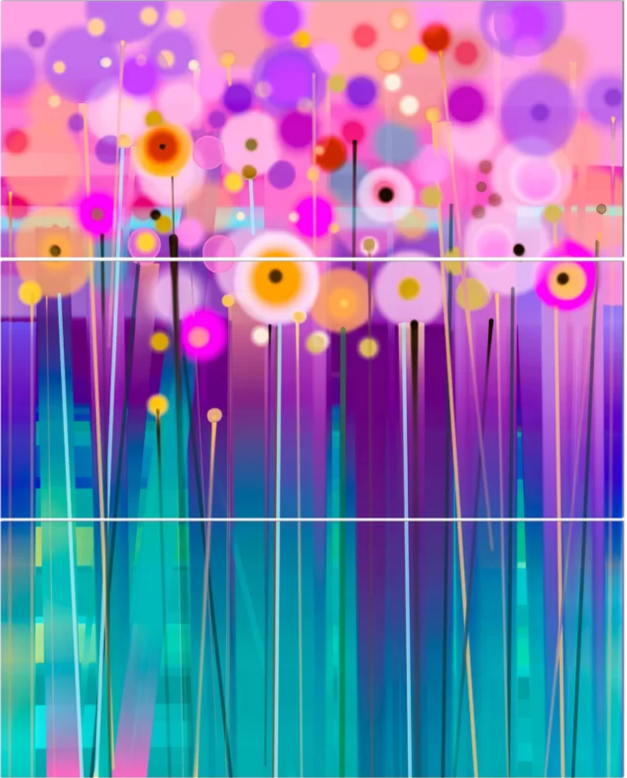 Abstract Soft Color Spring Flower Painting On Canvas 3 Pieces Print ...