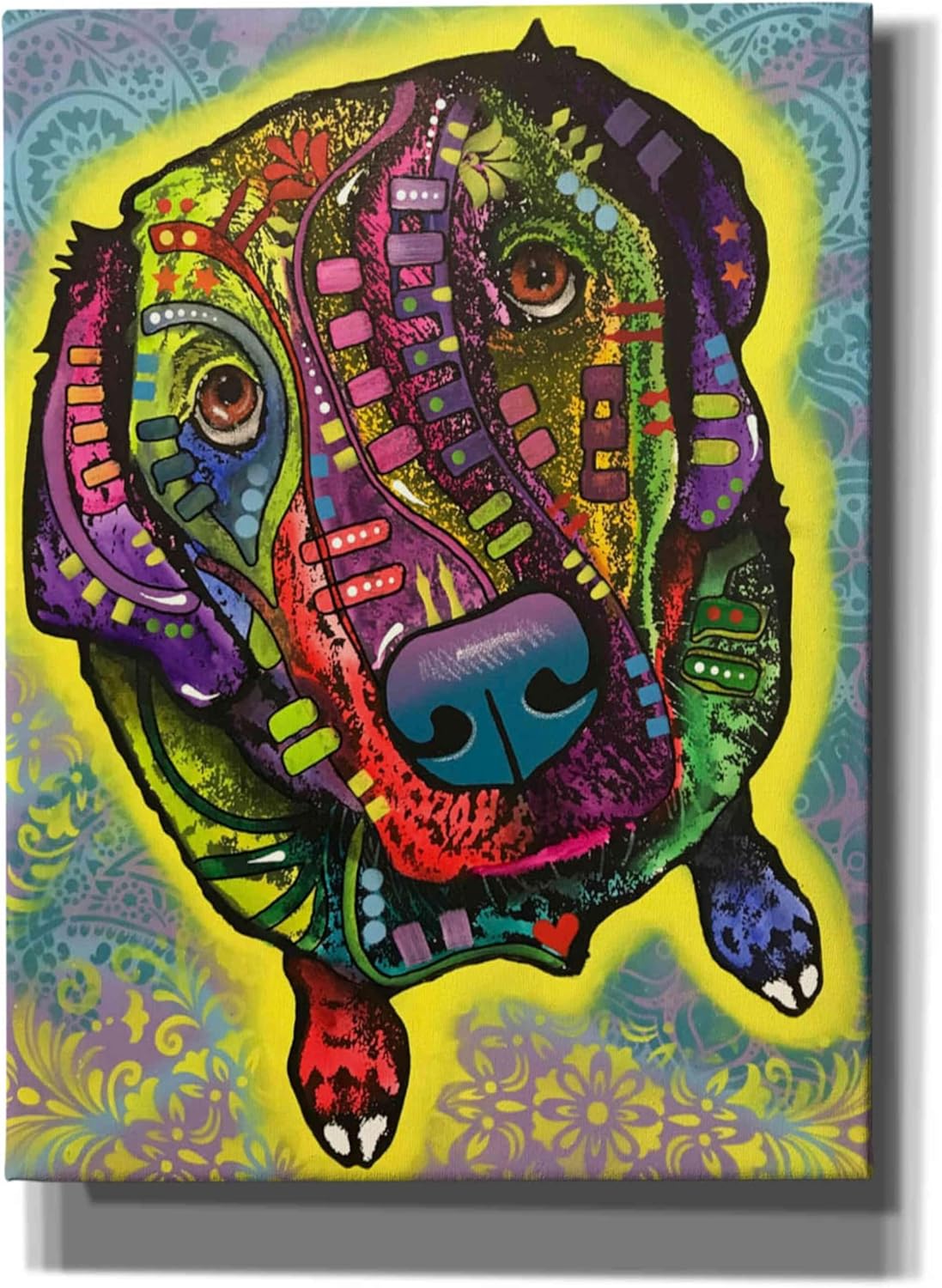 'Marley' by Dean Russo, Bright Trippy Dog Wall Art - Home Wall Art Decor