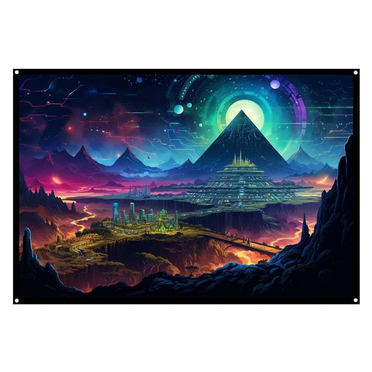 Atlantis Pyramid Futuristic Temple: Hypnotic Egyptian Pyramid Wall Art ...