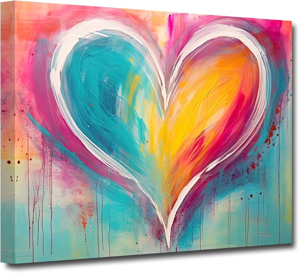 Bright Heart Wall Art – Colorful Love Wall Decor – Home Wall Art Decor