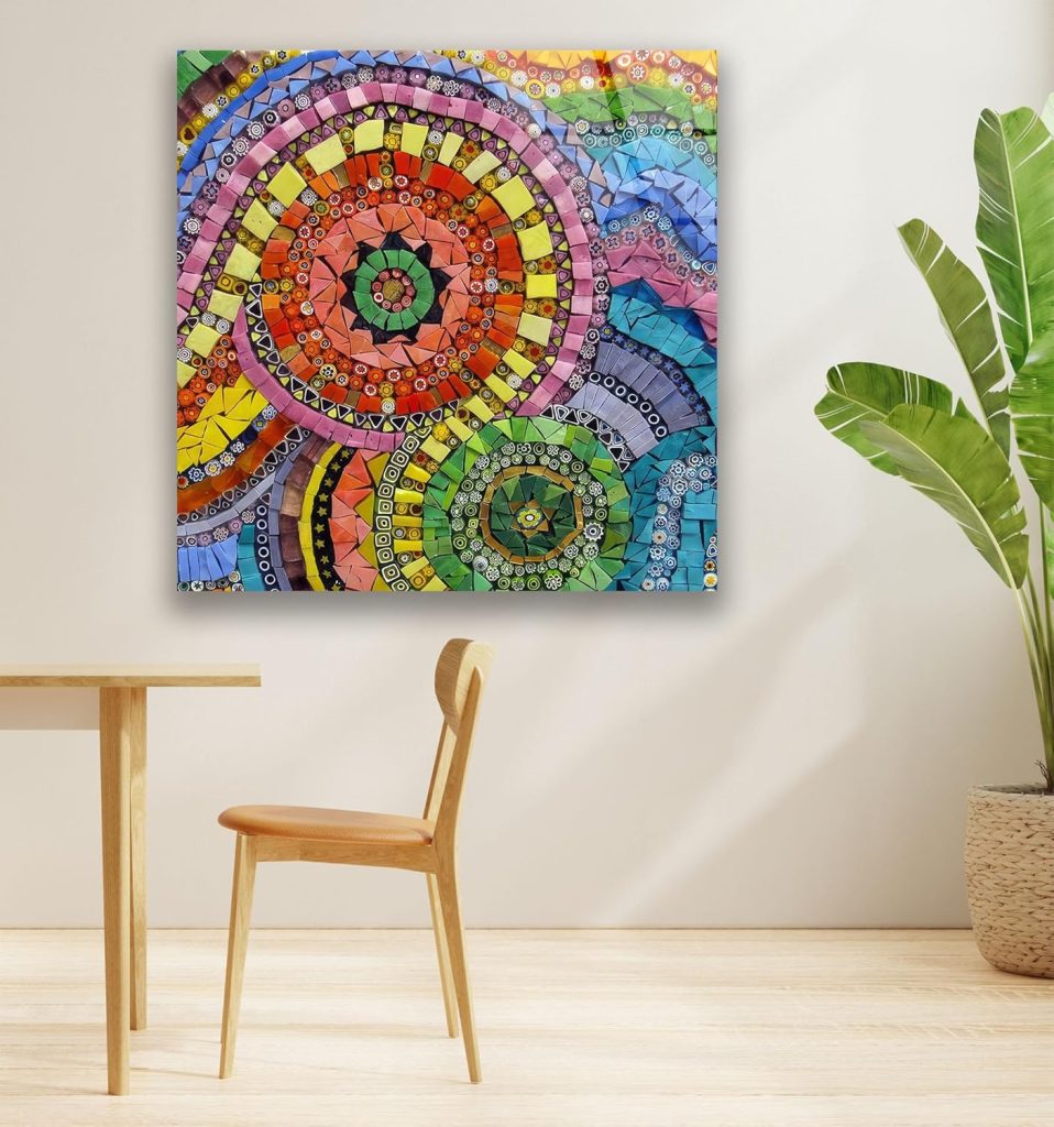 Colorful Geometric Tempered Glass Wall Art: Mosaic Tile Wall Decor ...