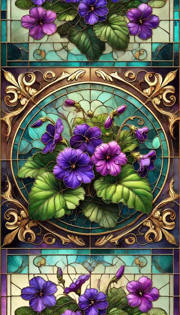 Zen Stained Glass African Violets Floral Wall Art by Pamela Arsena ...