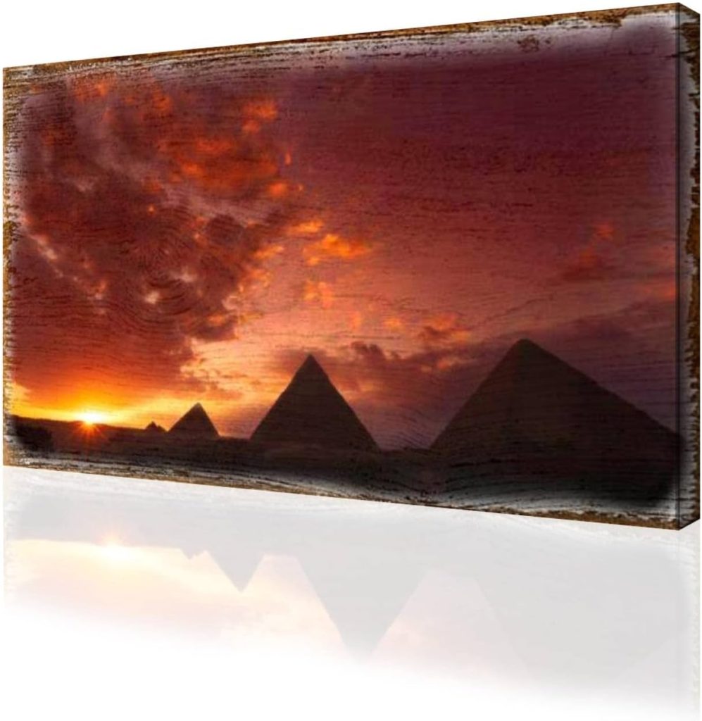 Egyptian Pyramid Wall Art: Great Pyramid of Giza Painting - Home Wall ...