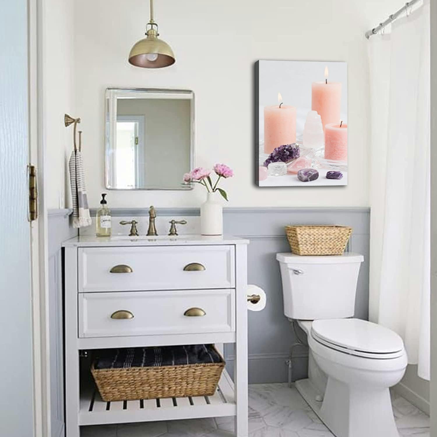 Healing Crystals Wall Decor: Charming Spa Bathroom Wall Art - Home Wall ...