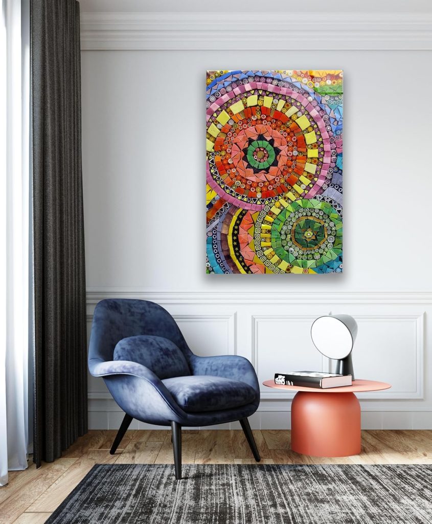 Colorful Geometric Tempered Glass Wall Art: Mosaic Tile Wall Decor ...