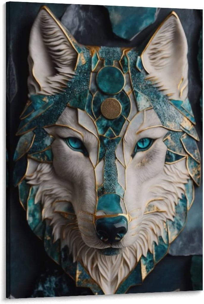 Abstract Wolf Kintsugi Wall Art - Intriguing Wolf Wall Decorations ...
