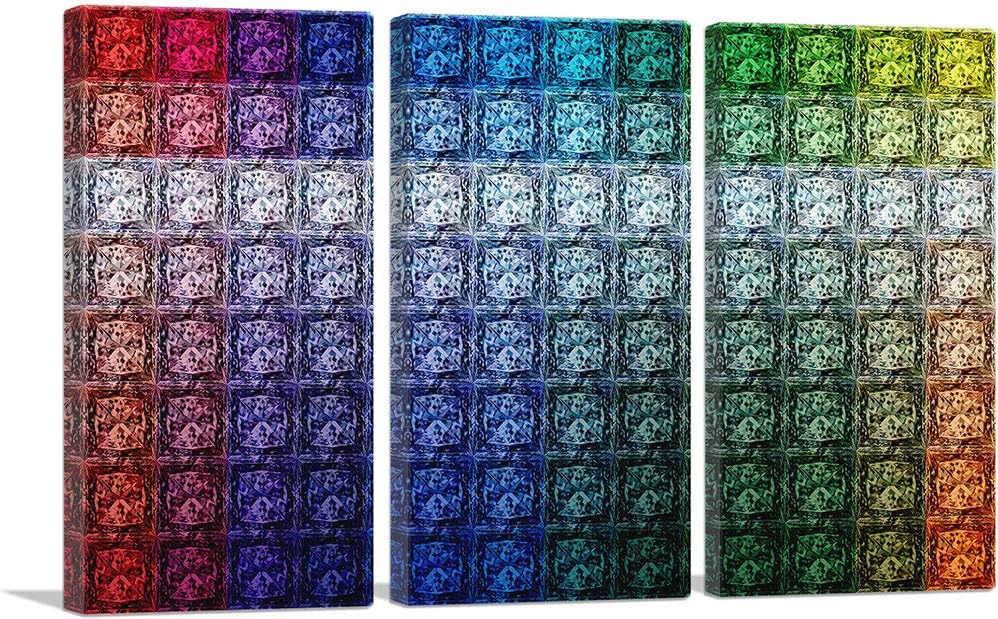 Bright Color Grid Jewel Rainbow Pixel Wall Art – Home Wall Art Decor