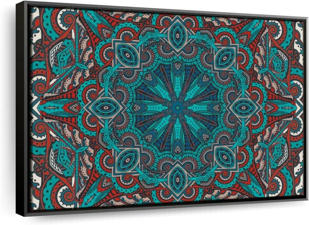 Moroccan Sea II: Red and Turquoise Hypnotic Moroccan Wall Art by Aimee Stewart - Home Wall Art Decor