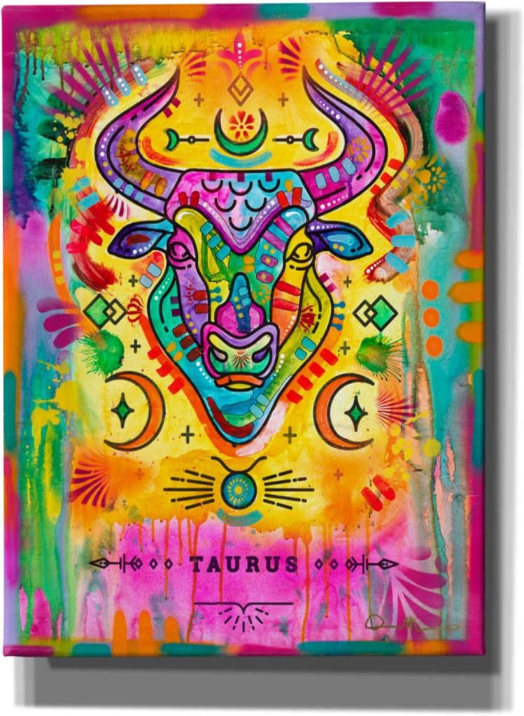 Bright Taurus Astrological Wall Art by Dean Russo - Home Wall Art Decor