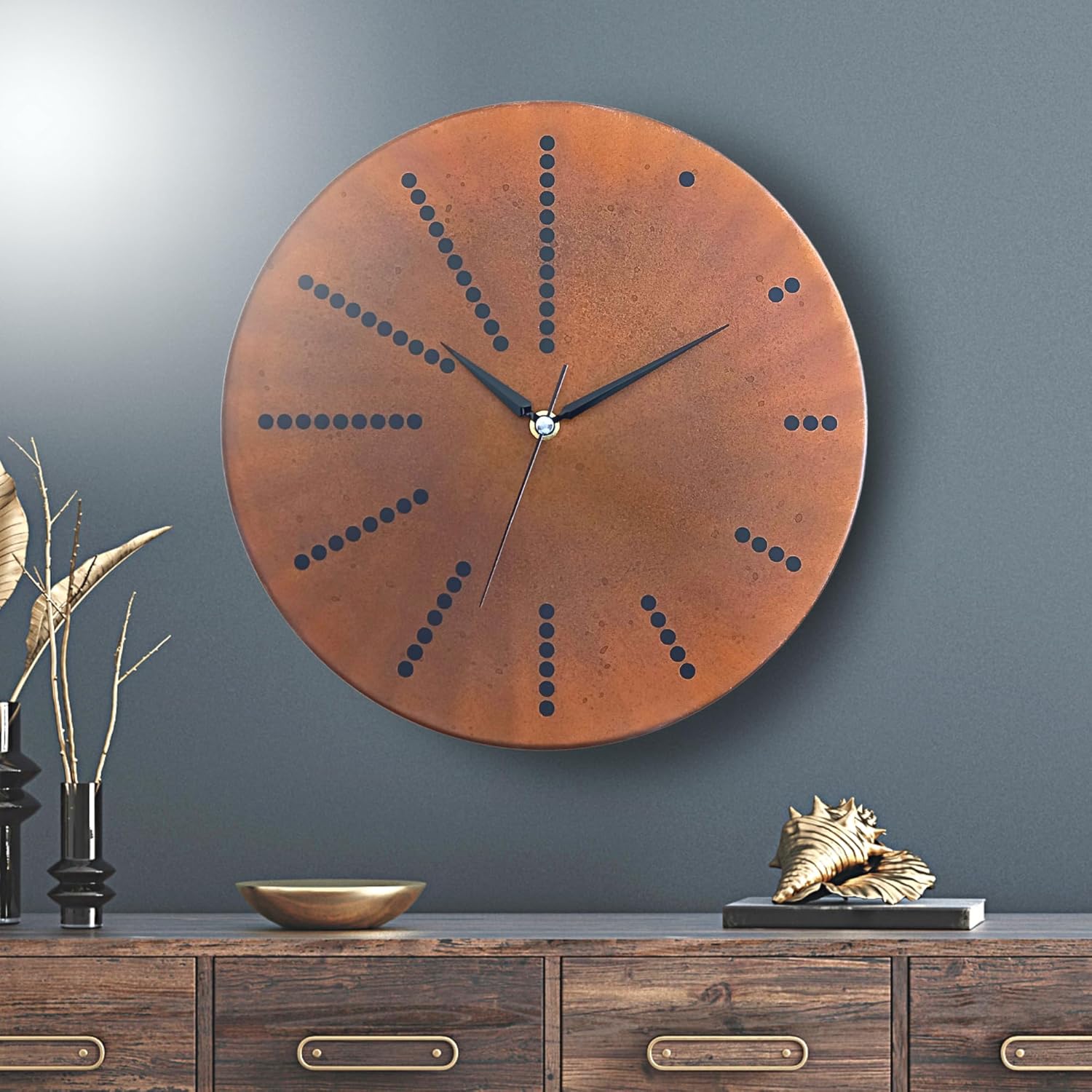 Dazzling Copper Wall Clock – Rustic Farmhouse Wall Decor – Home Wall ...