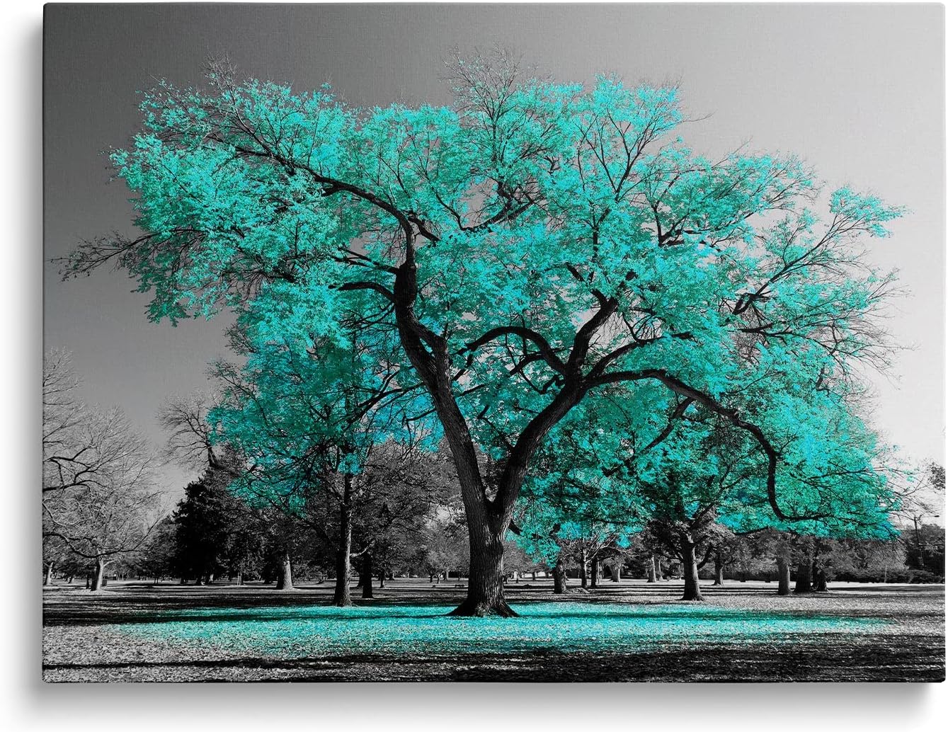 Bright Teal and Black Colorful Tree Wall Art - Home Wall Art Decor