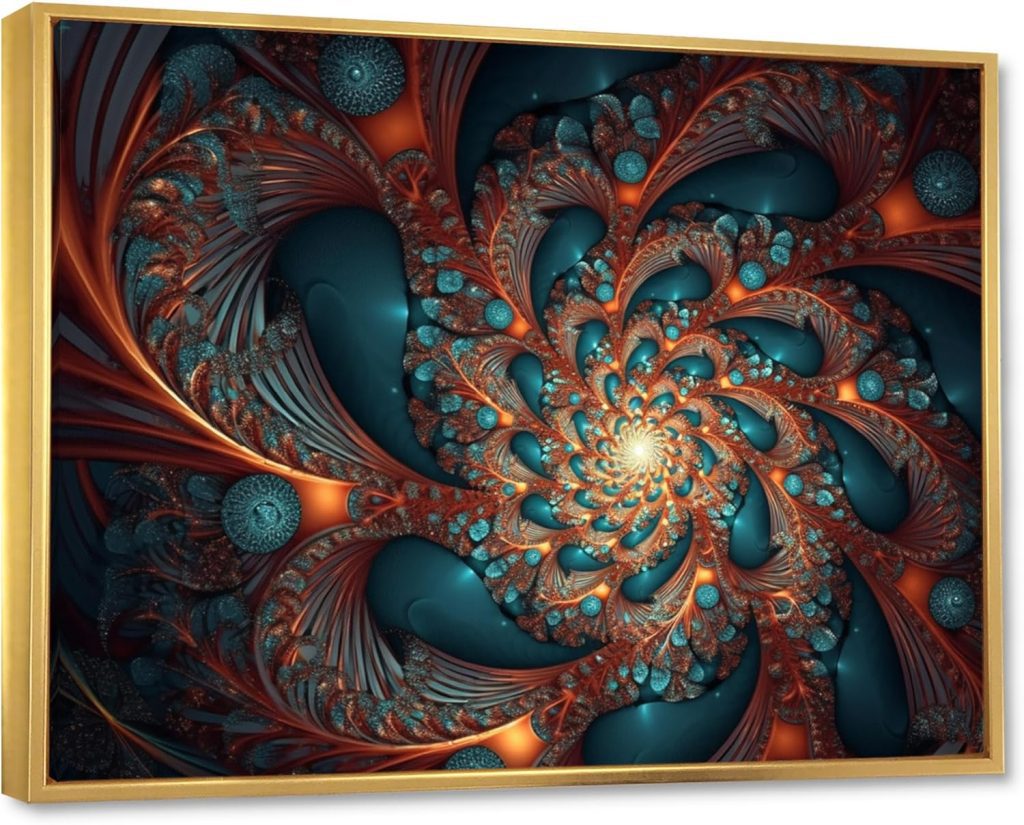 Dreamy Fractal Wall Decor - Fractal Fusion Blue and Orange I - Home ...