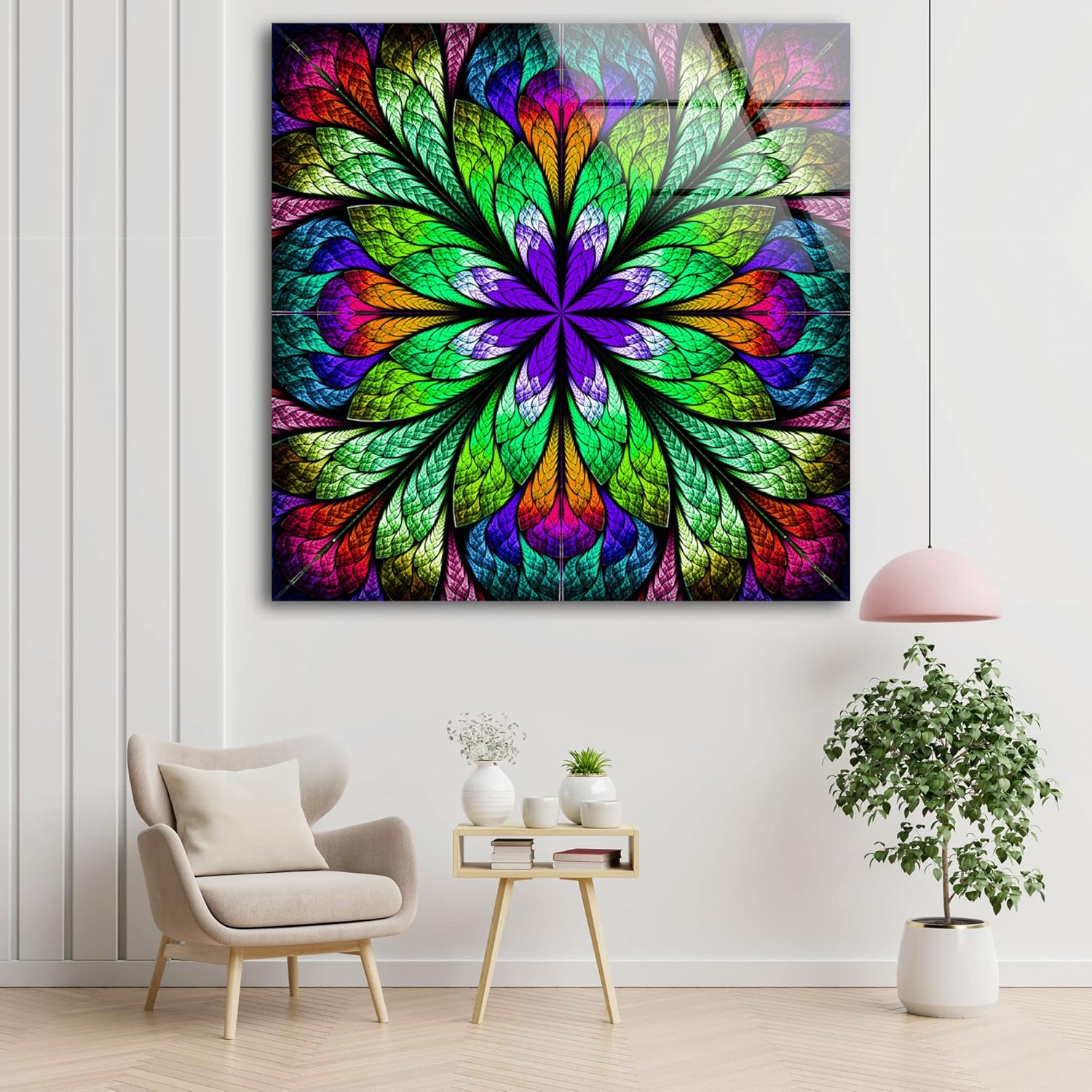 Beautiful Fractal Flower Stained Glass Wall Art - Home Wall Art Decor