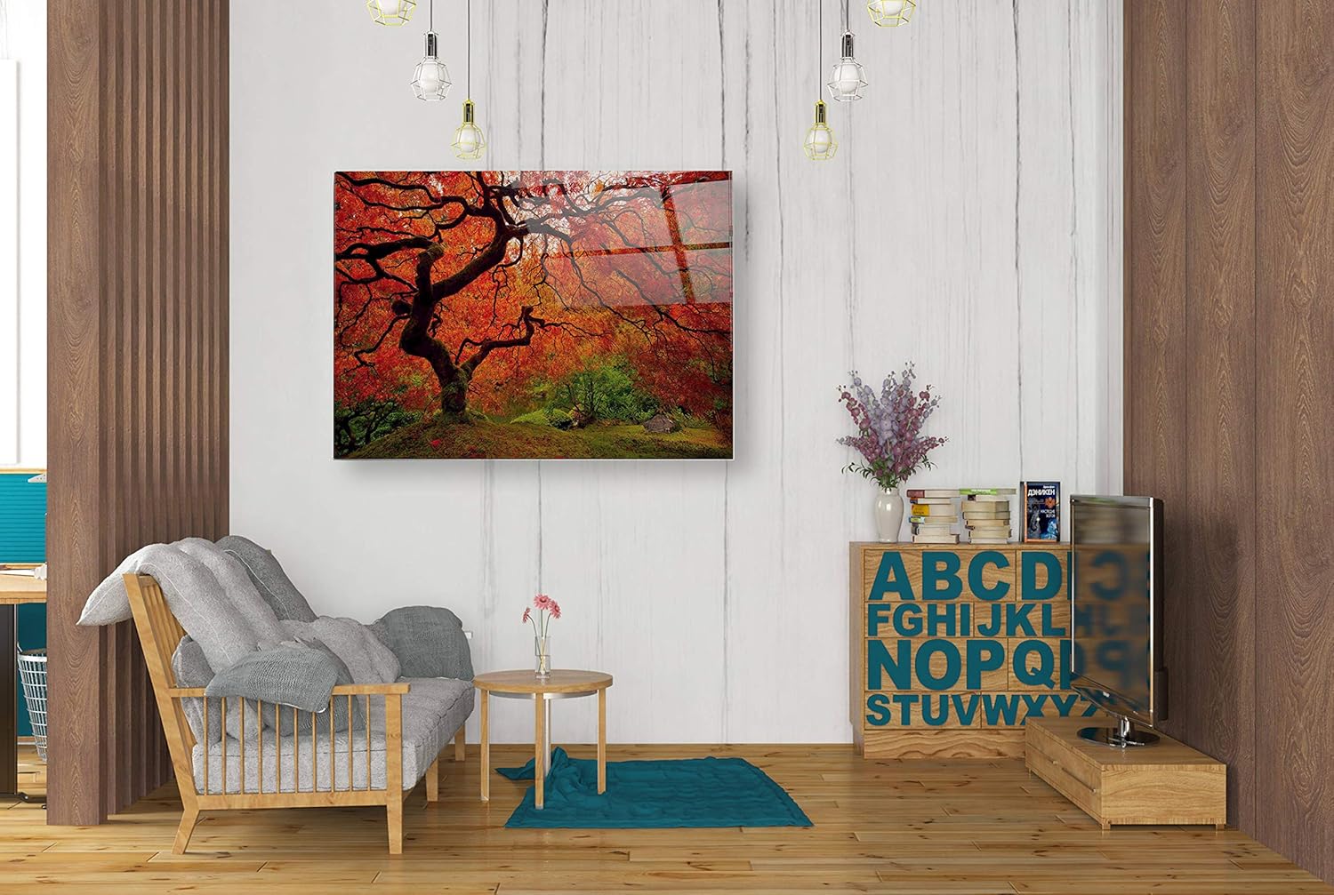 Bright yet Dreamy Tree Fire Nature Glass Wall Art by Darren White ...