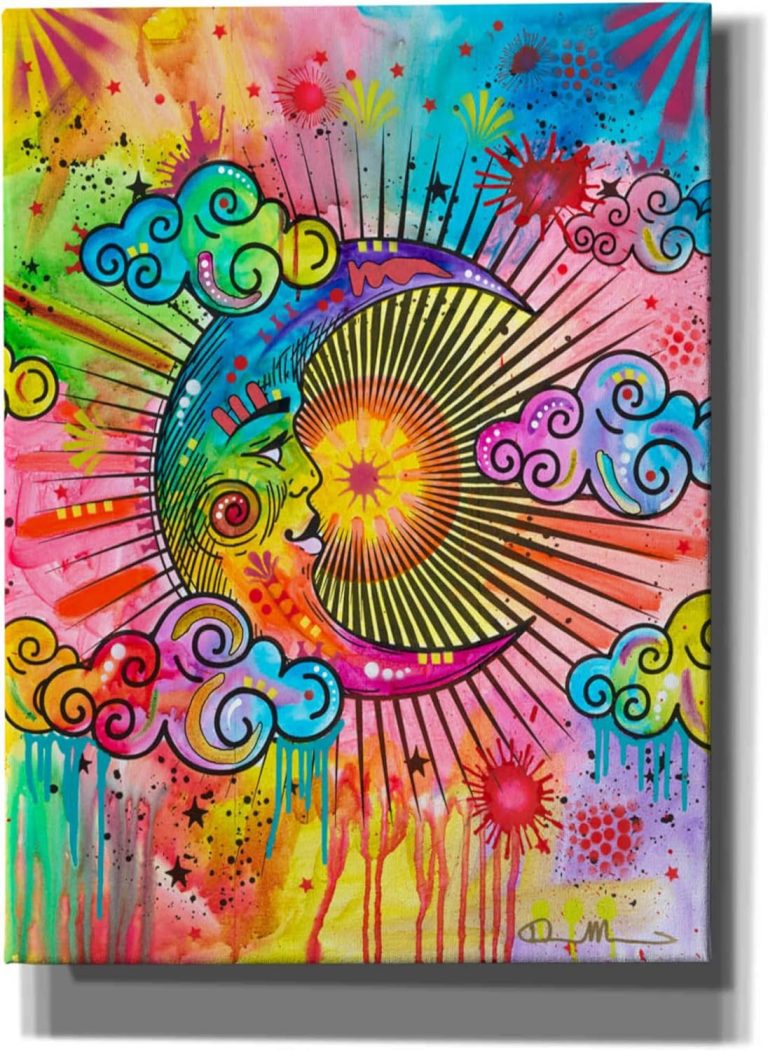 Bright Psychedelic Moon Wall Art by Dean Russo – Home Wall Art Decor