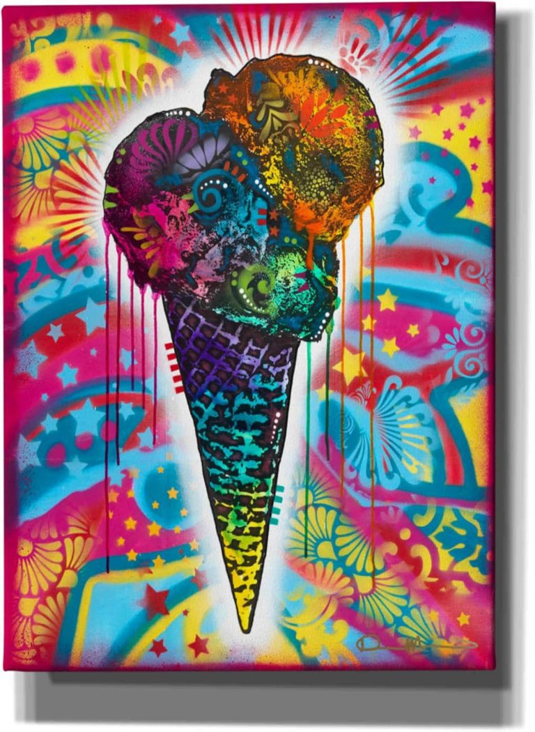 Dazzling Psychedelic Ice Cream Cone Wall Art by Dean Russo - Home Wall ...