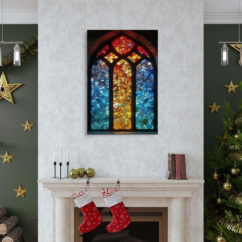 Church Window Stained Glass Wall Art: Breathtaking Medieval Colorful ...