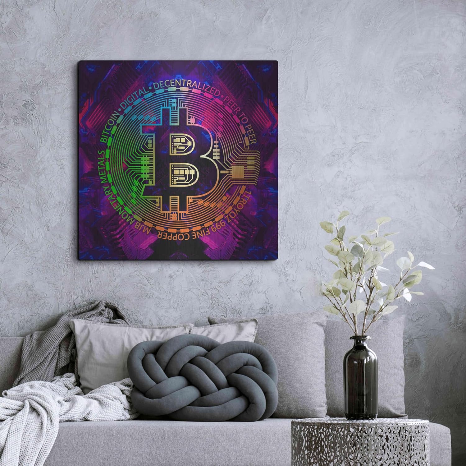 Captivating Rainbow Bitcoin Metal Wall Art by Cameron Gray – Home Wall ...