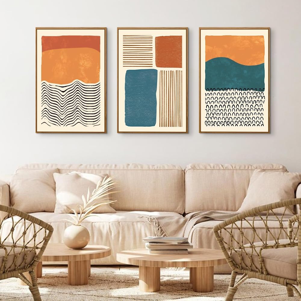 Charming Minimalist Geometric Mid Century Modern Color Block Wall Decor ...