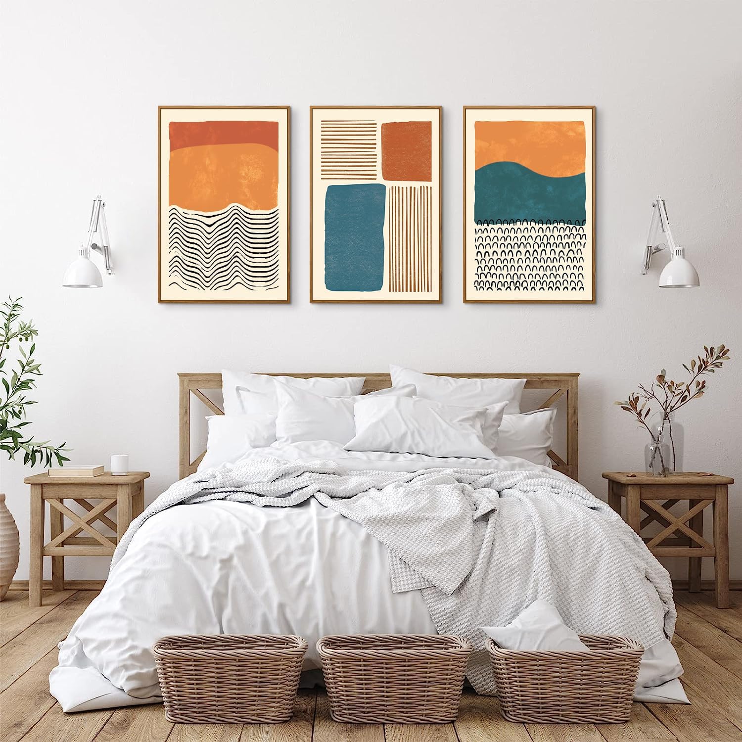Charming Minimalist Geometric Mid Century Modern Color Block Wall Decor ...