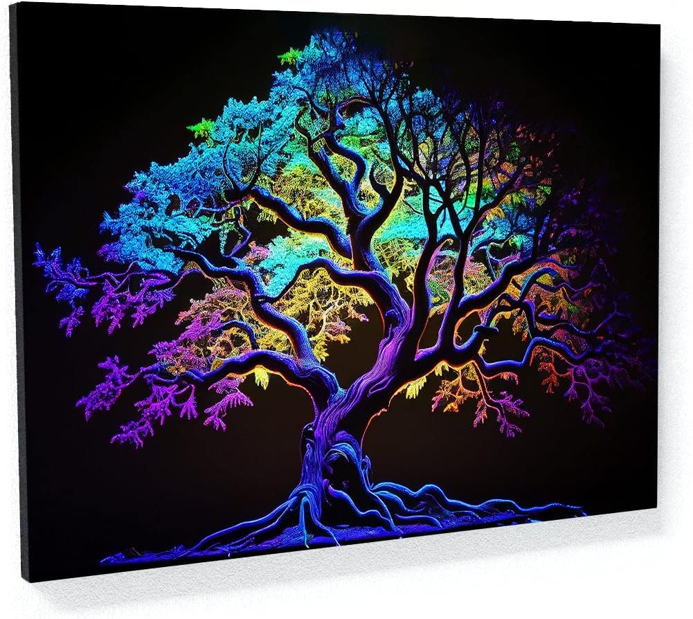 Colorful Trippy Psychedelic Tree Wall Art - Home Wall Art Decor