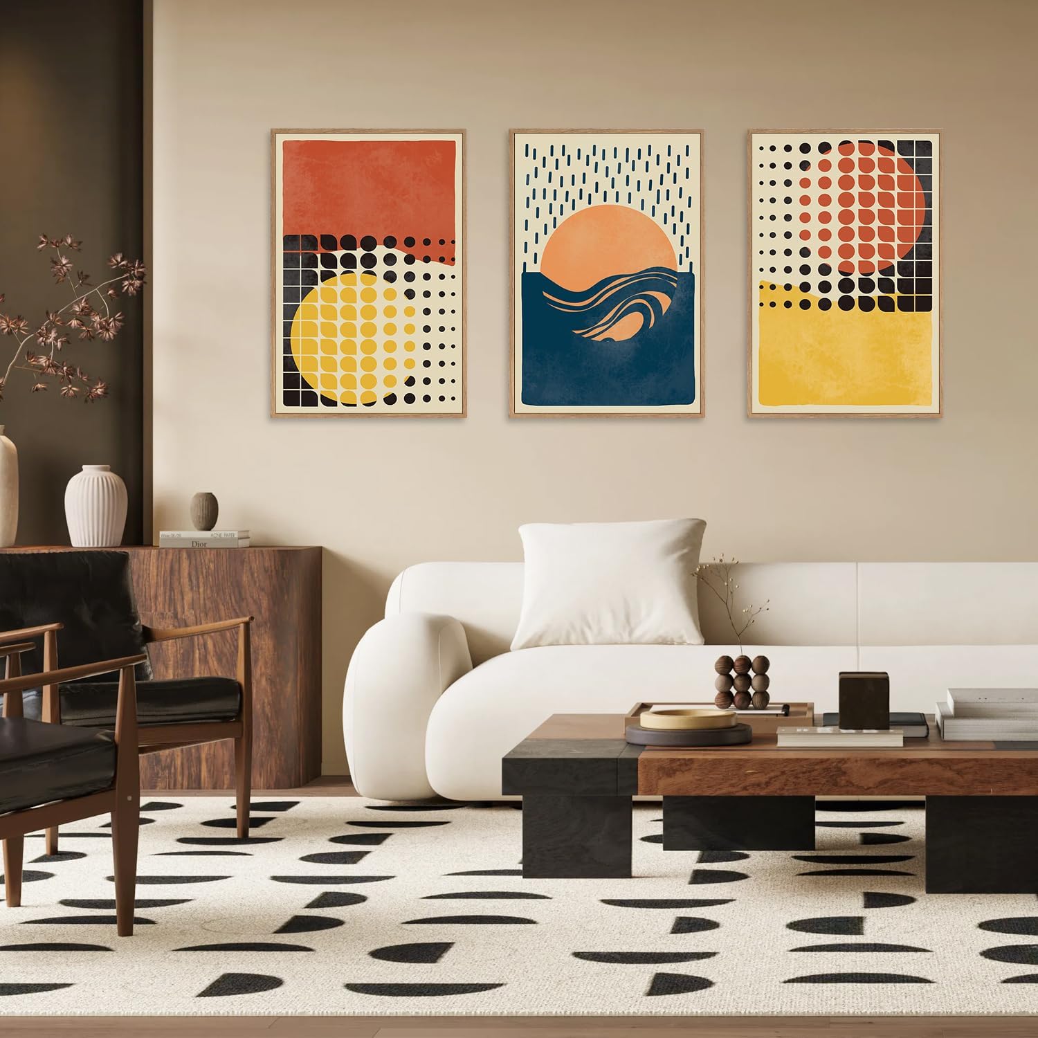 Large Boho MId Century Color Block Wall Decor - Home Wall Art Decor