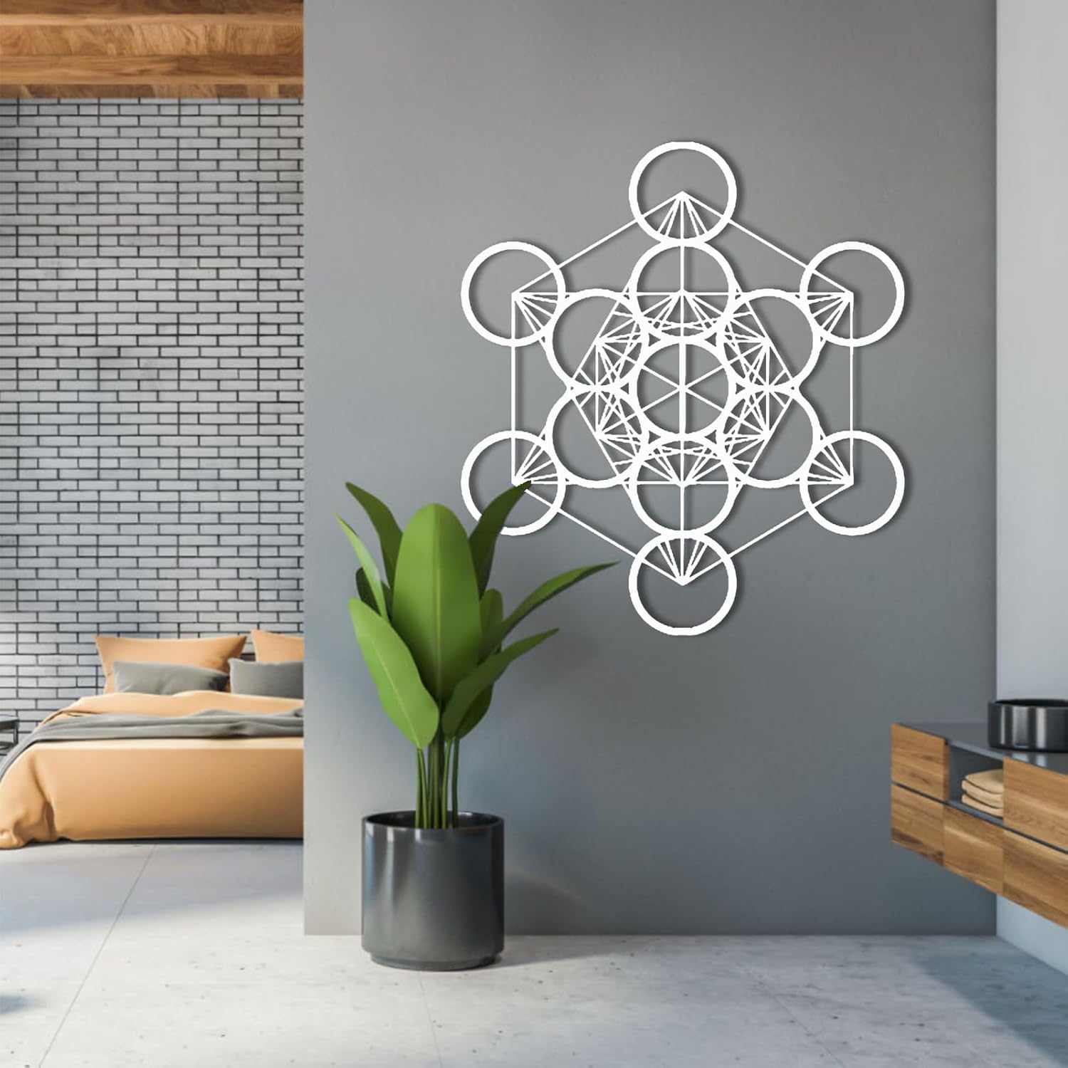 Metatron Cube Wall Art – Sacred Geometric Metal Wall Decor – Home Wall ...