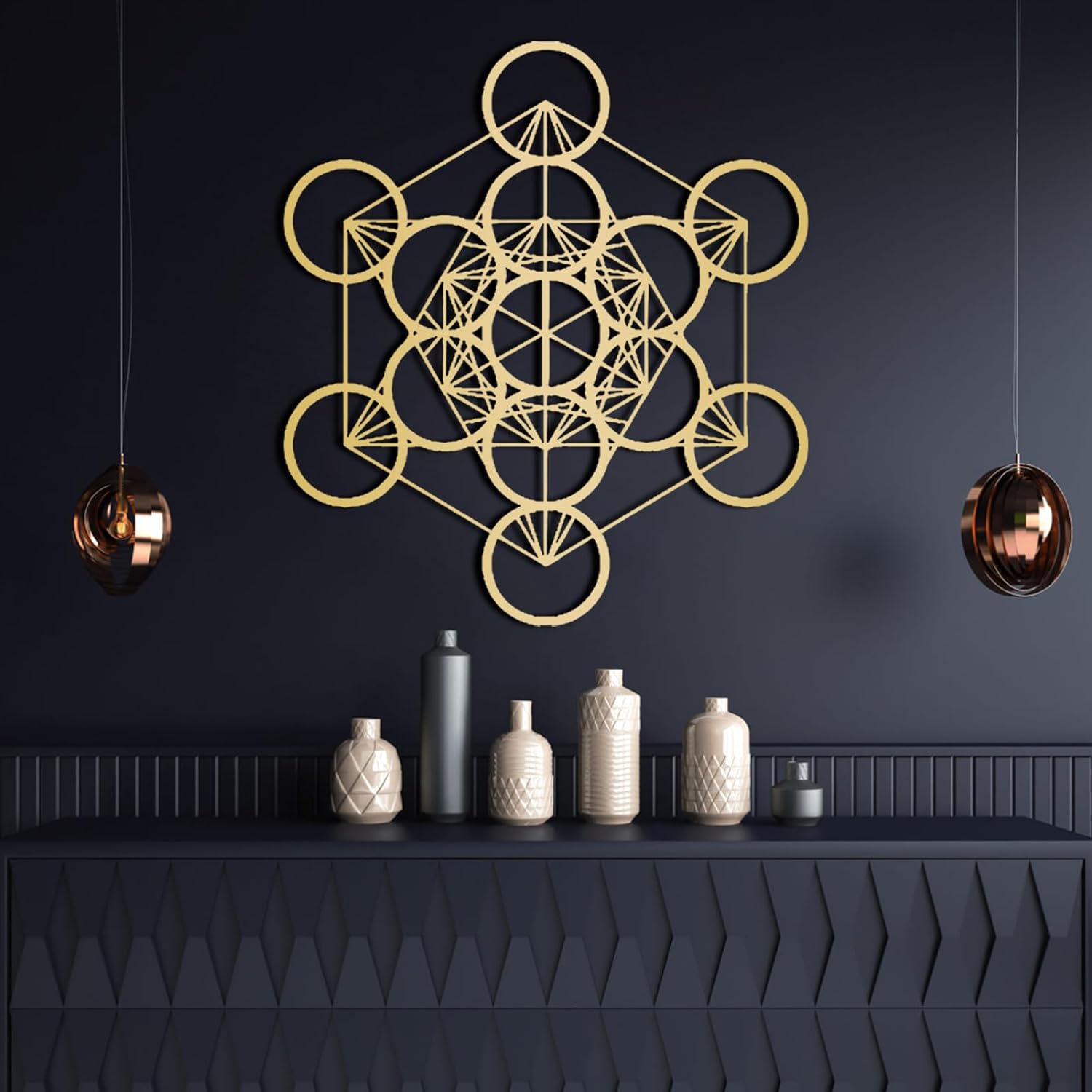 Metatron Cube Wall Art – Sacred Geometric Metal Wall Decor – Home Wall ...