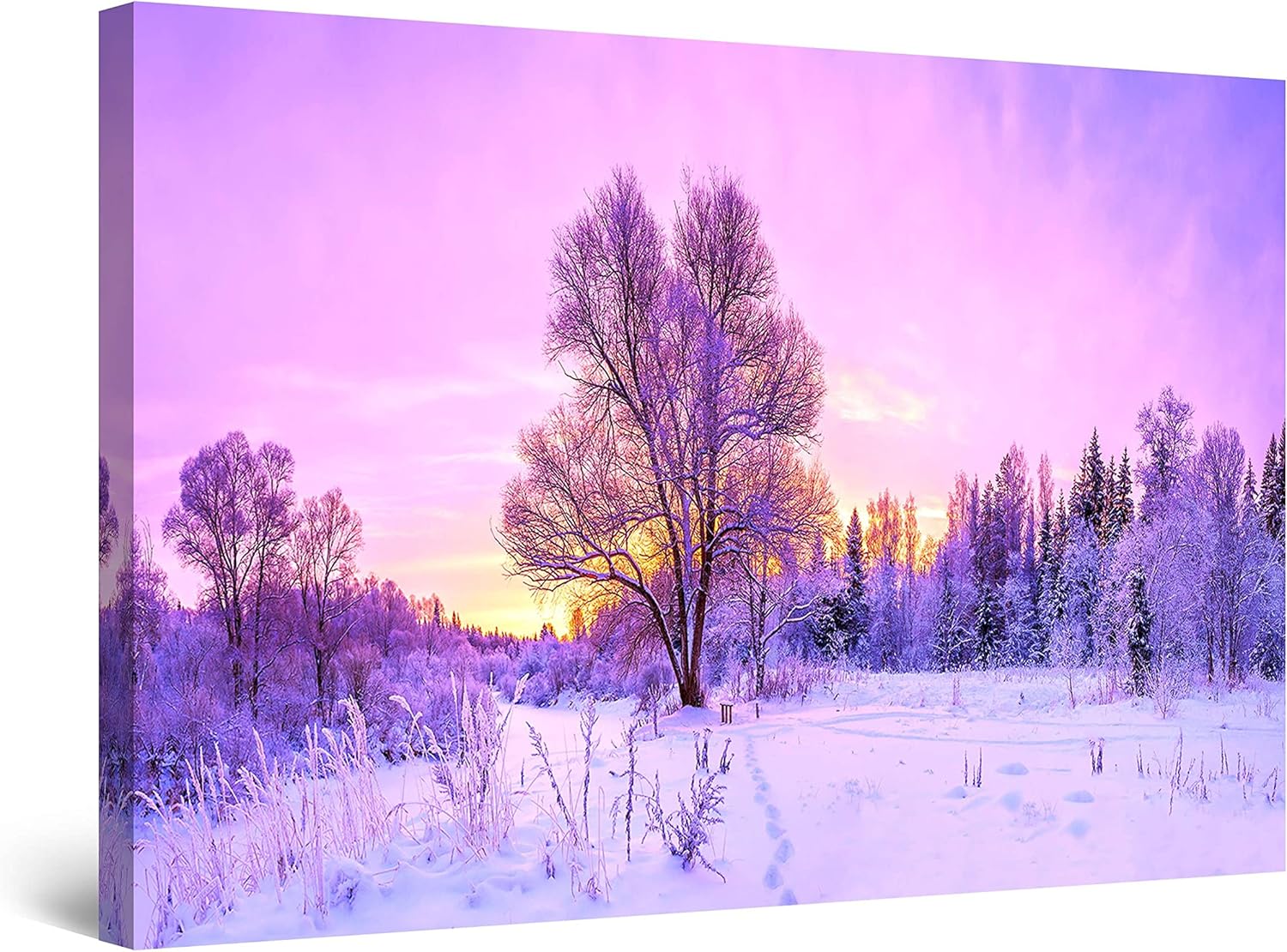 Breathtaking Magical Purple Winter Sunrise Wall Art – Home Wall Art Decor
