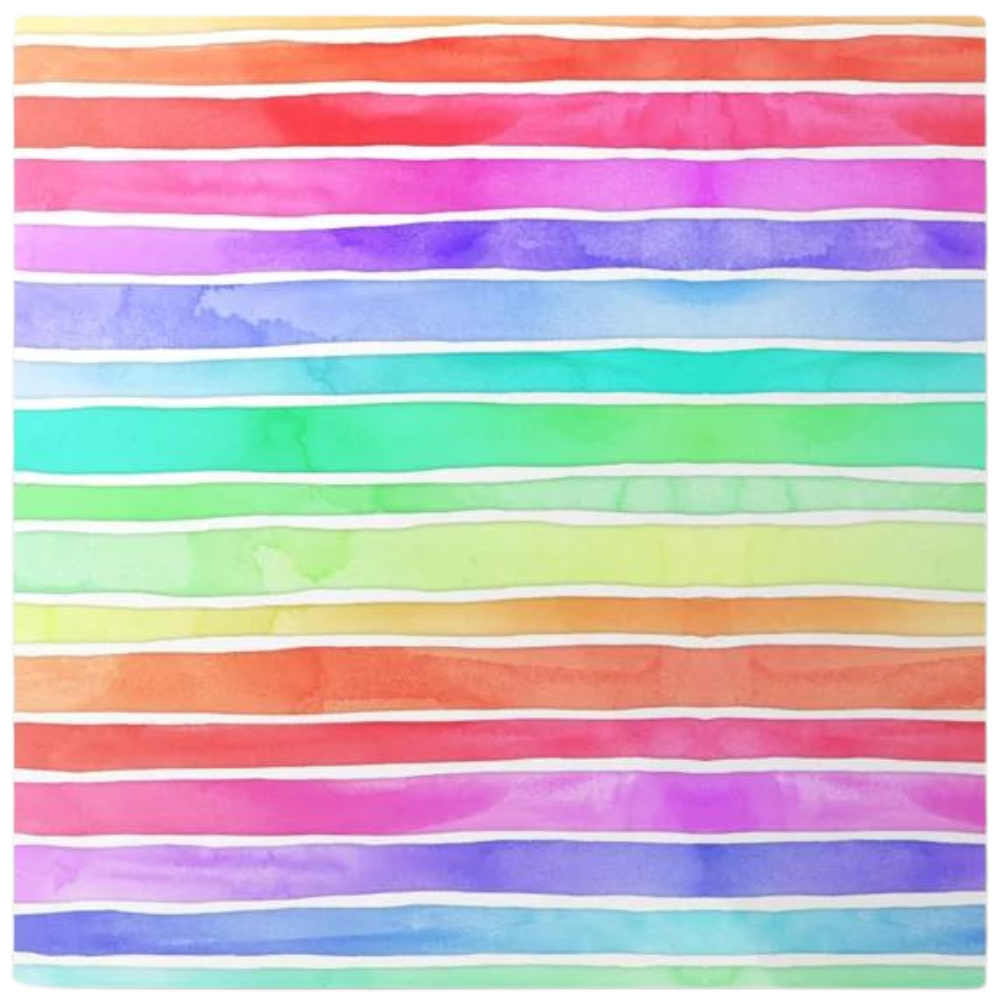 Bright Colorful Watercolor Rainbow Stripes Metal Wall Art - Home Wall ...