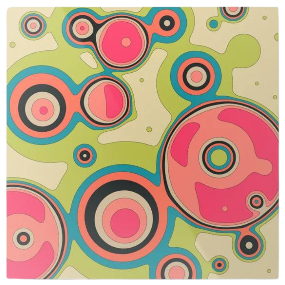 Bright Geometric Psychedelic Groovy Metal Wall Art: FLUX 3.9 - Home ...