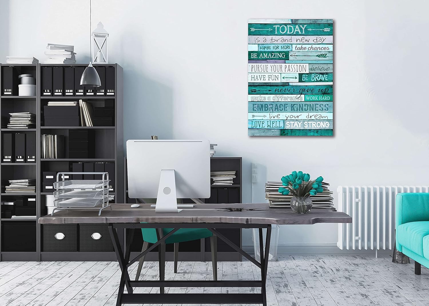 Charming Shabby Chic Teal Positive Inspirational Wall Art - Home Wall ...