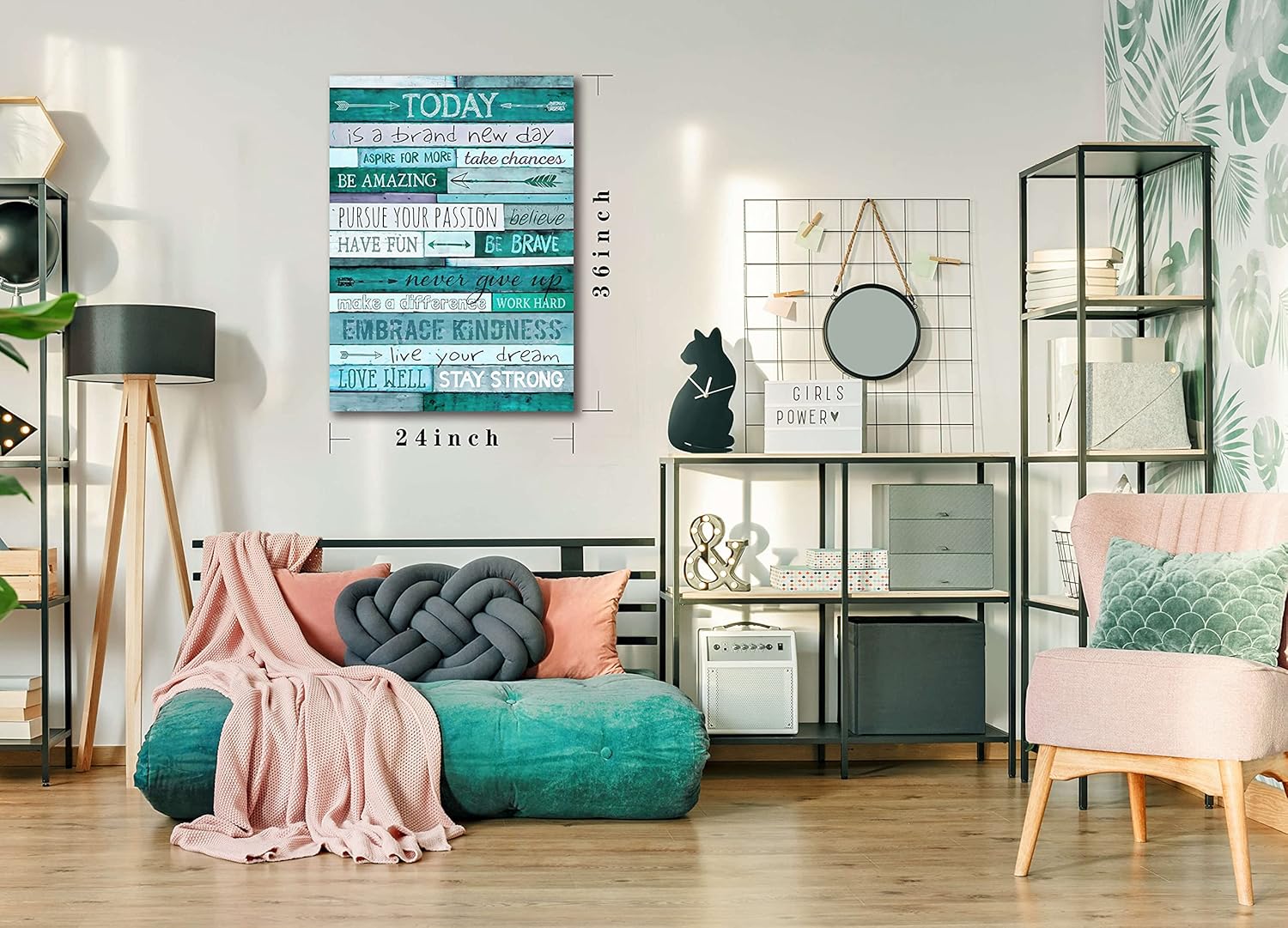 Charming Shabby Chic Teal Positive Inspirational Wall Art - Home Wall ...