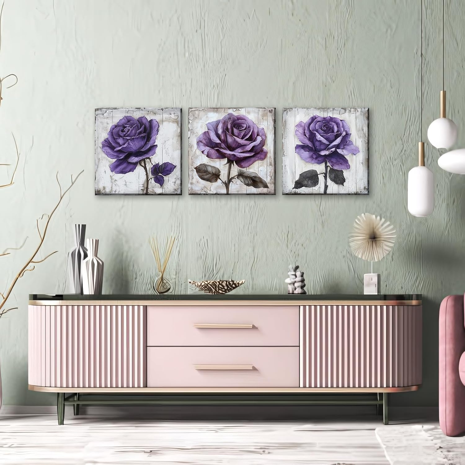 Hypnotic Botanical Purple Rose Wall Art – Home Wall Art Decor