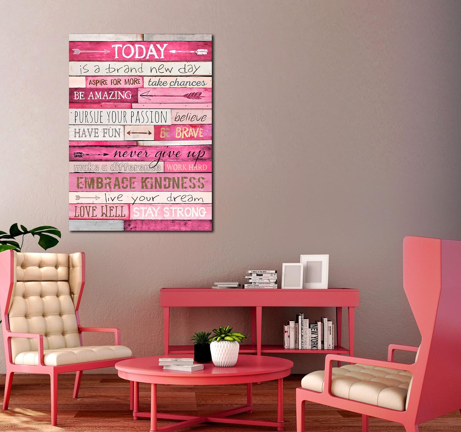 Inspirational Chic Pink Motivational Wall Art – Home Wall Art Decor