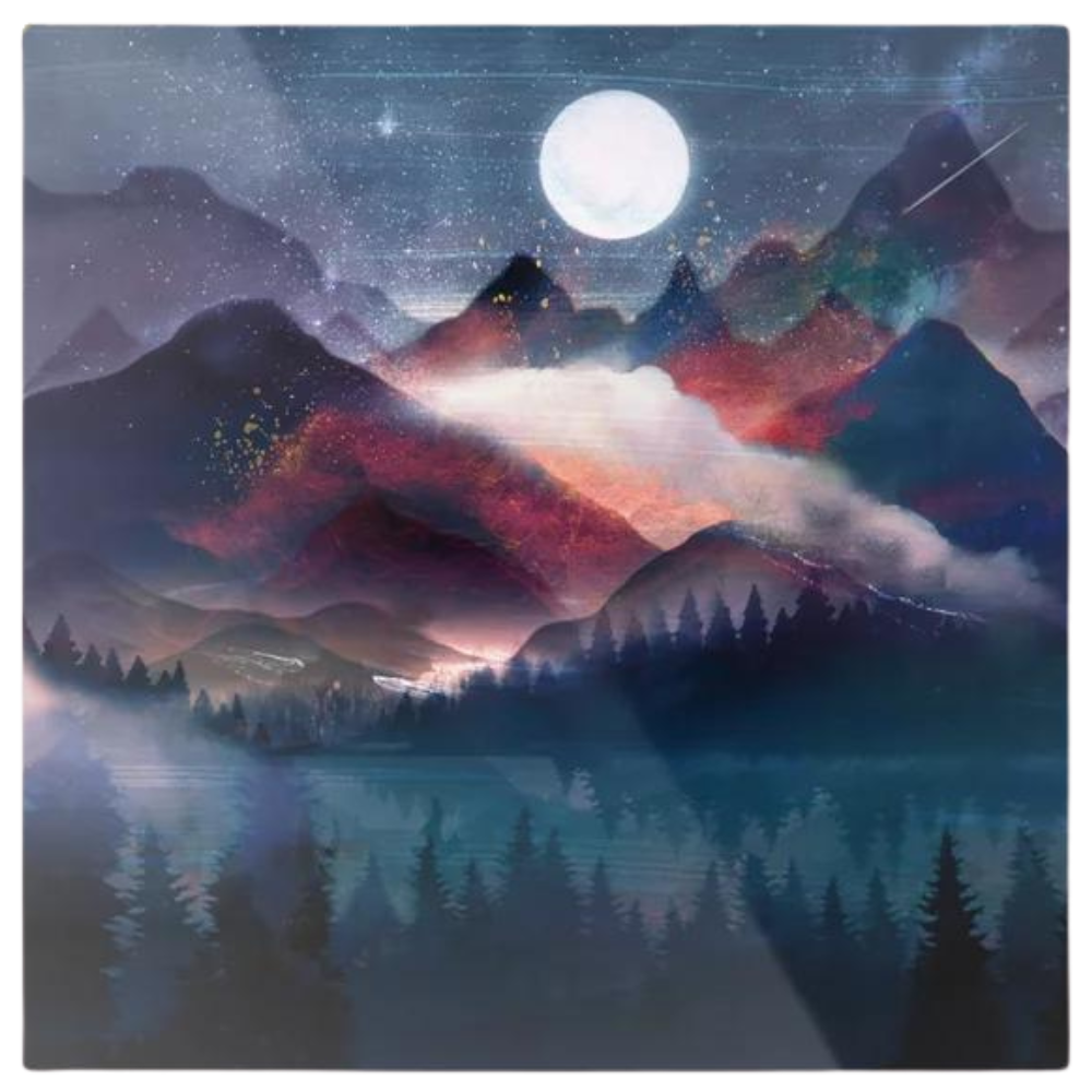 Magical Mountain Lake Metal Wall Art: Under the Stars - Home Wall Art Decor