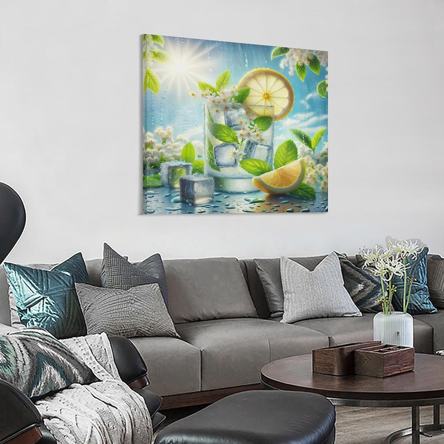 Bright Refreshing Lemon Wall Decor: Fruit Sparkling Water – Home Wall ...