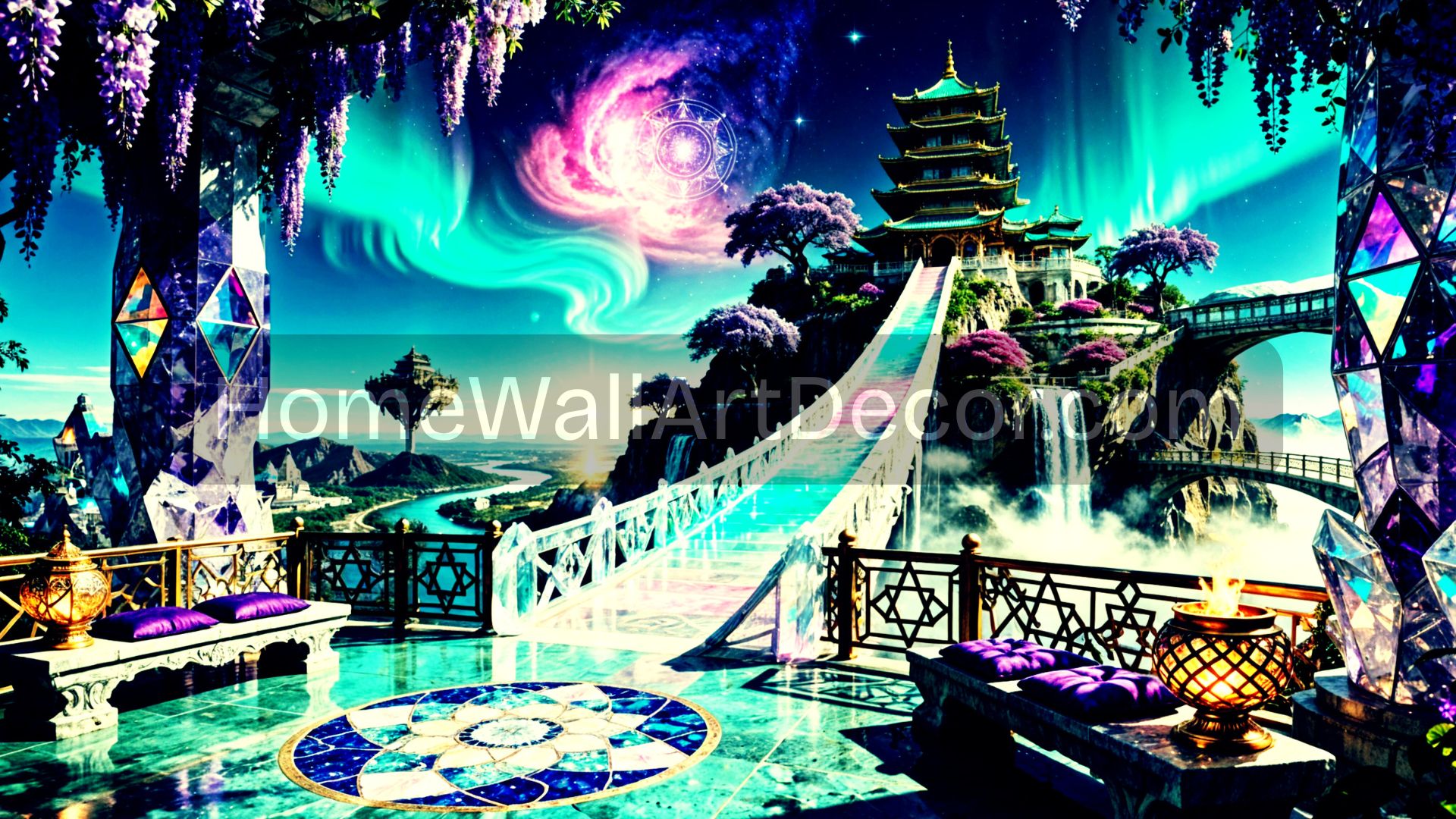 Celestial Crystal Bridge | Fantasy Landscape | Digital Art - Home Wall ...