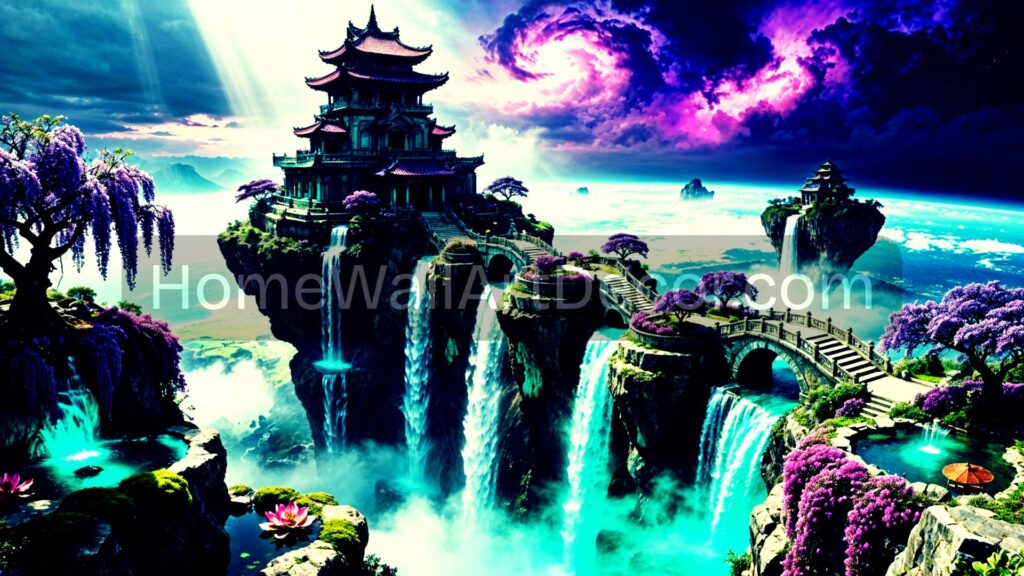 Ethereal Floating Temple | Fantasy Landscape Art | Digital Download ...