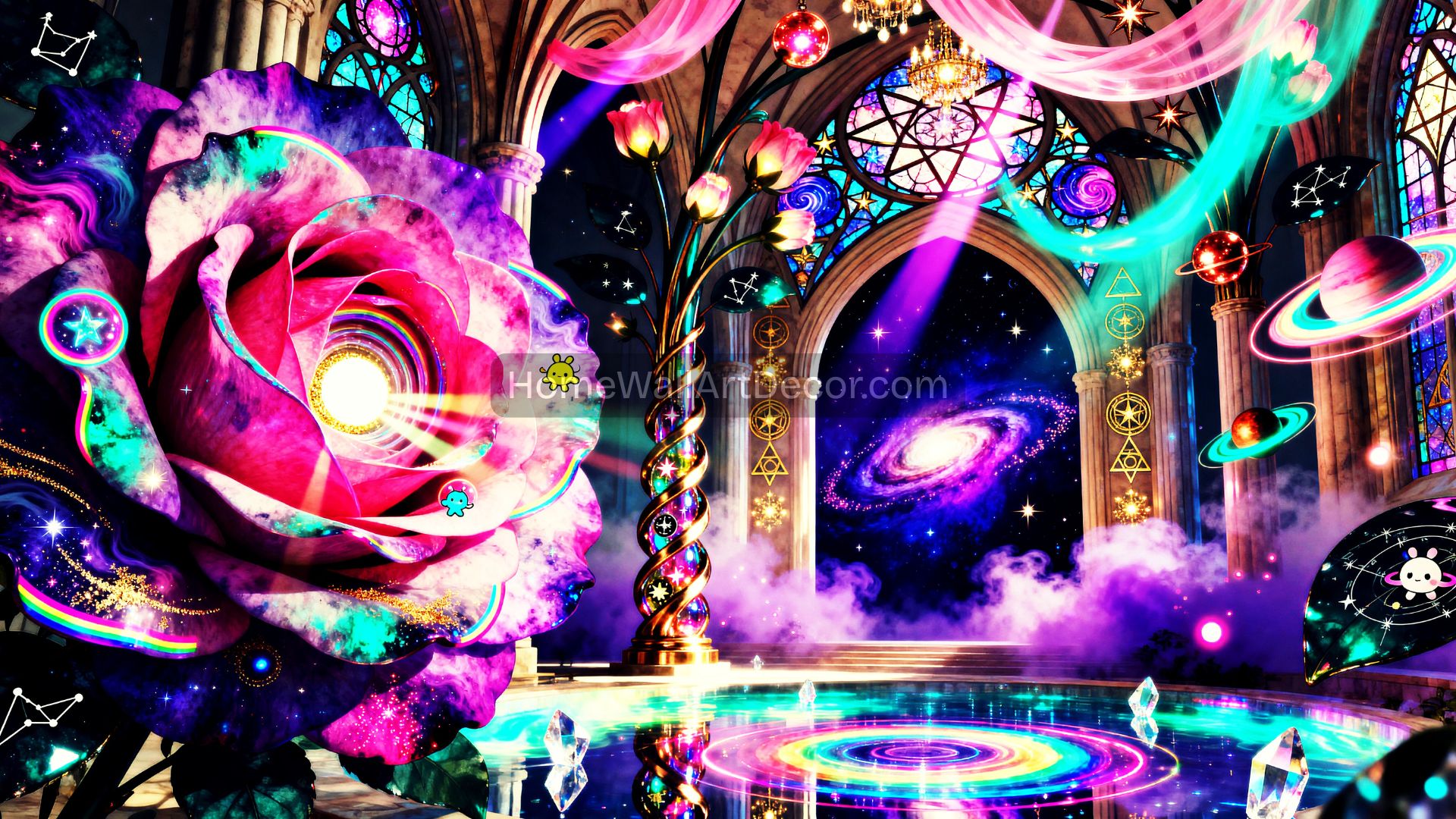 Mesmerizing Galactic Rose Temple Art | Cosmic Cathedral Mystical Portal ...