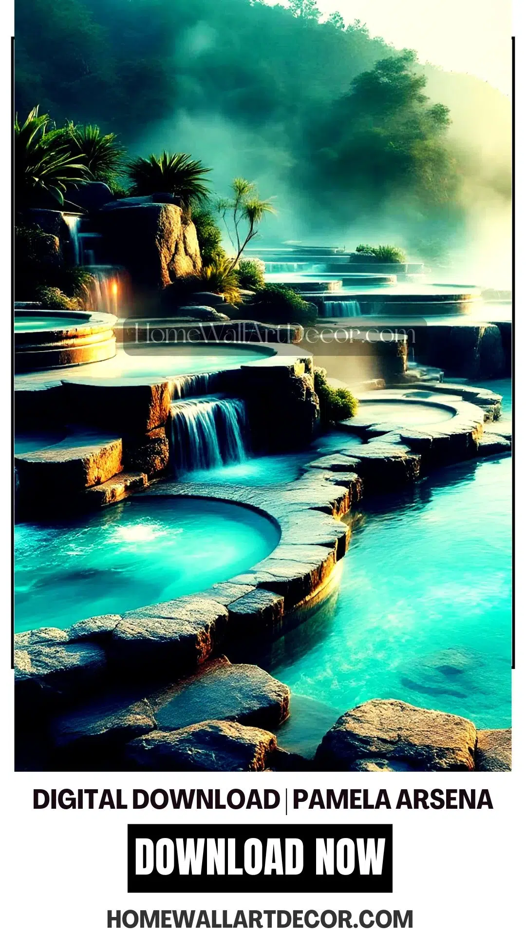 Stunning Tranquil Hot Springs Paradise | Mystical Nature Art | Digital ...