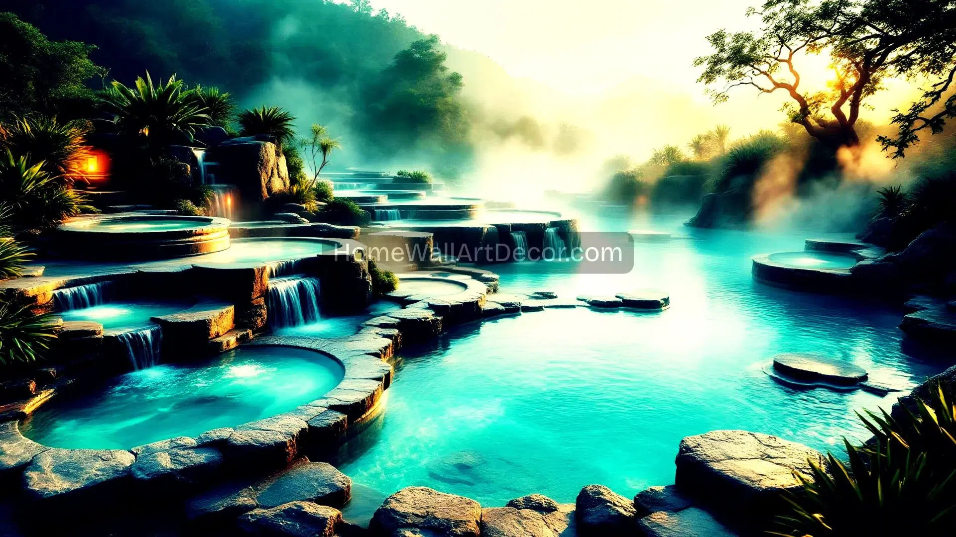 Stunning Tranquil Hot Springs Paradise | Mystical Nature Art | Digital ...